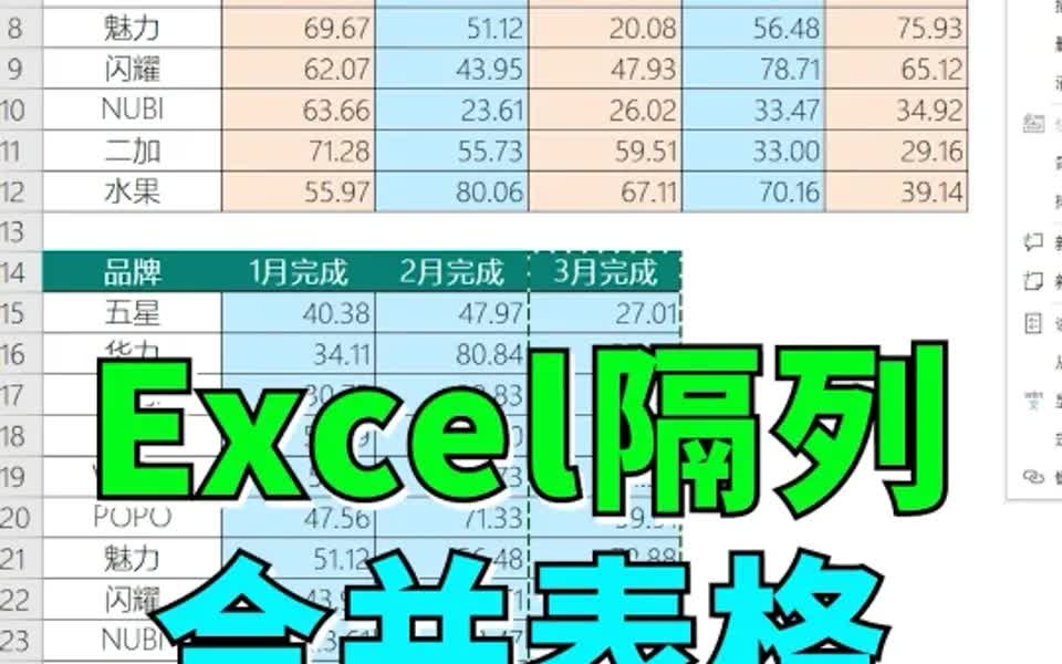 Excel隔列合并表格,好用!
