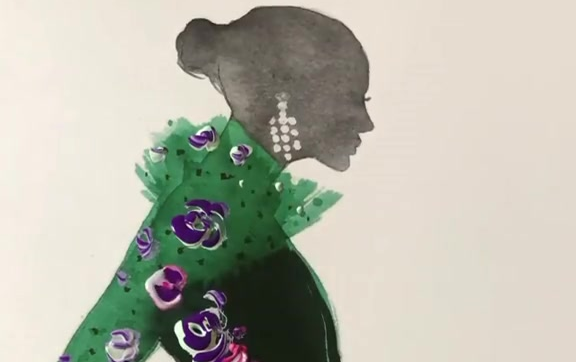 时装插画视频分享-花朵礼服 时装画 插画 创意画 手绘教程 手绘