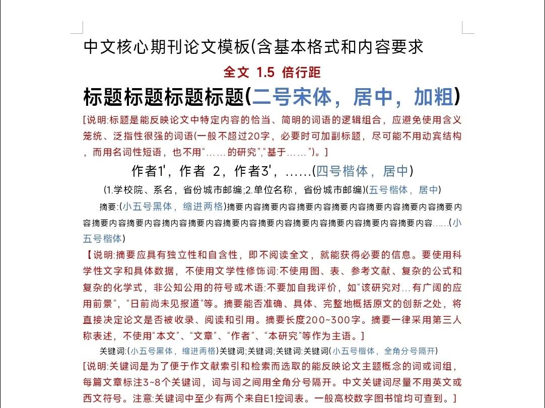 超详细!中文核心期刊论文格式要求ߥ�ߥ