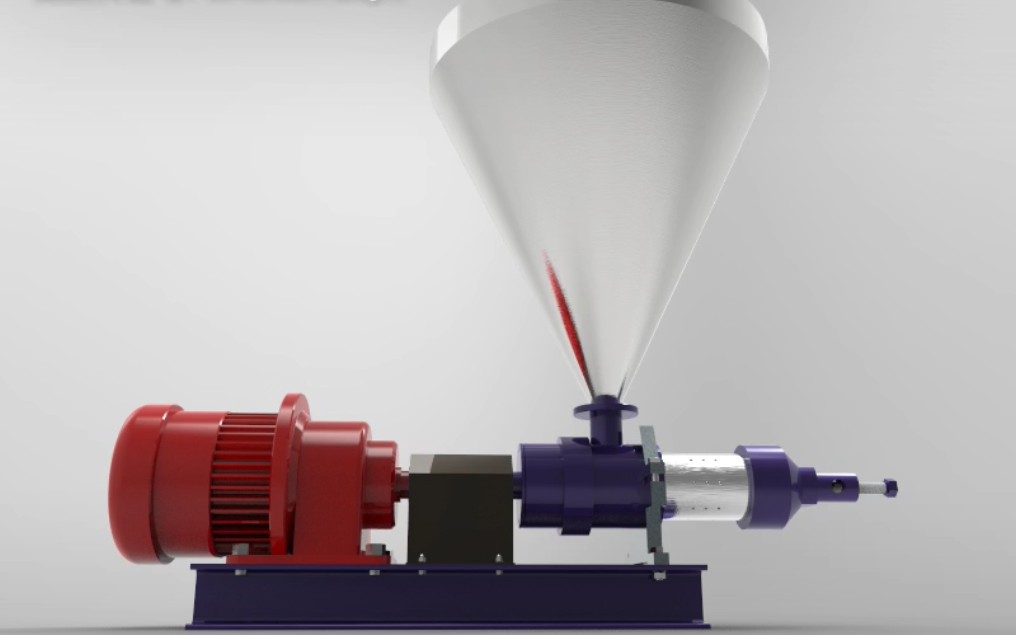 电机螺旋挤压搅拌黄油机设计三维模型,