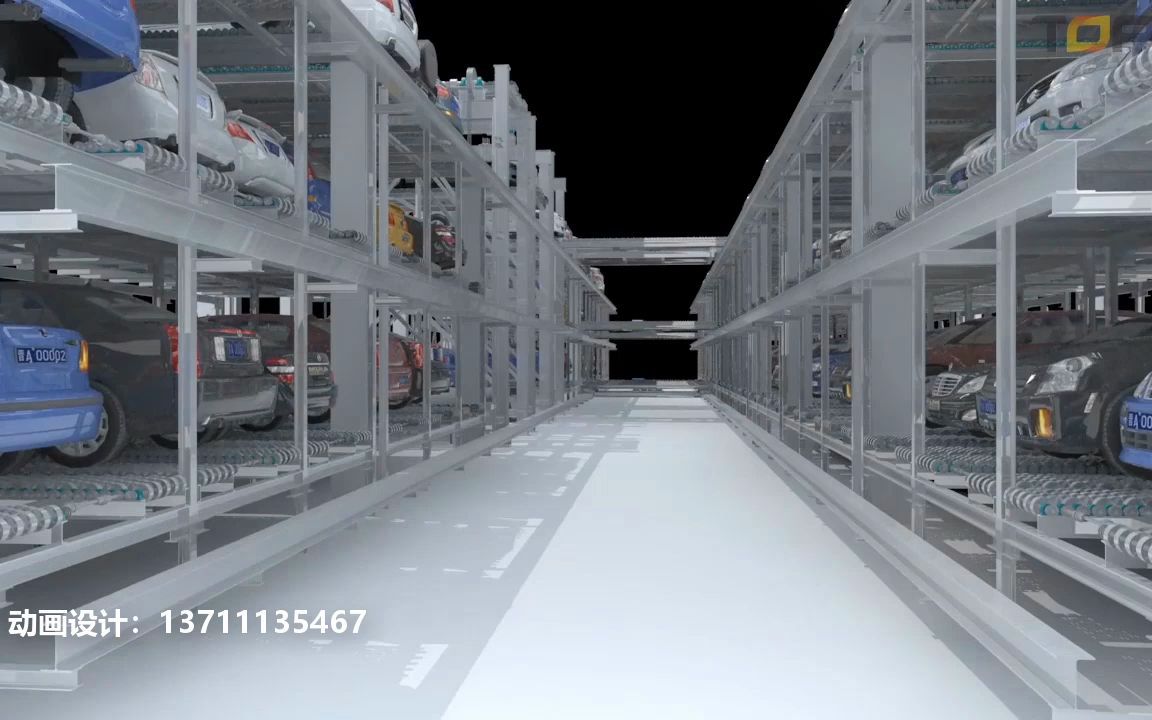 平面运动立体车库 智能库三维动画