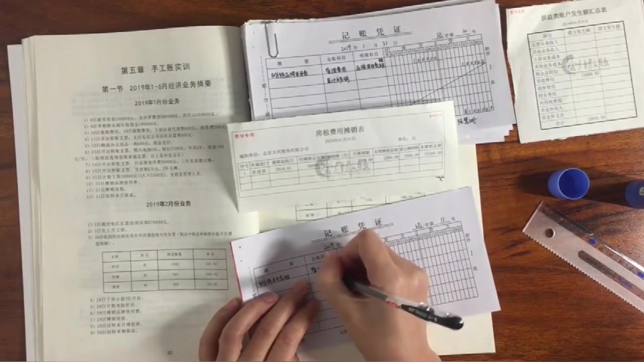 会计手工帐实操_房租费用摊销表怎么填_房租记账凭证