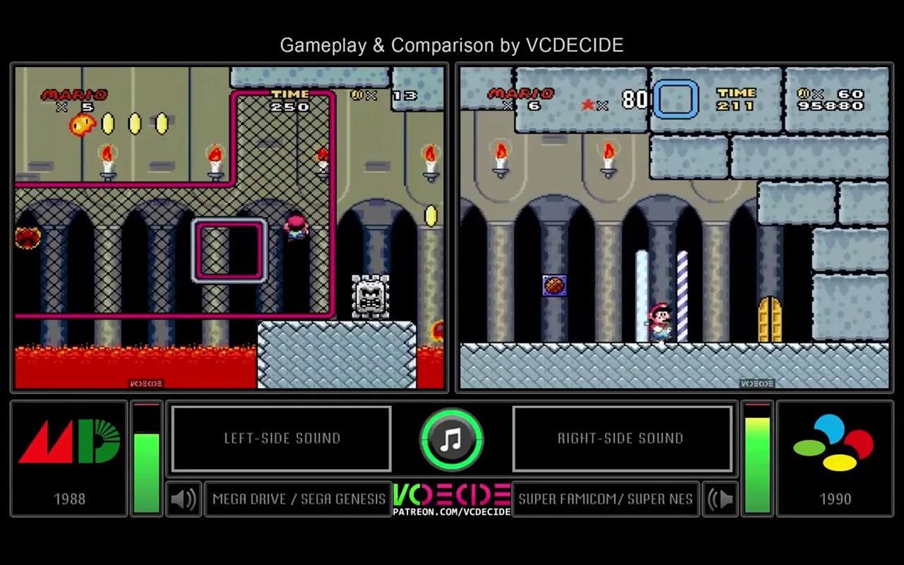 超级马里奥世界 | MD山寨版 vs SFC正版 | 画质与音质并排对比