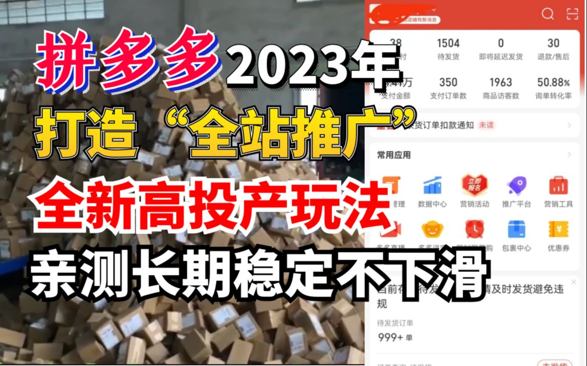拼多多2023年全站推广打造高投产全方位实操教程,亲测长期数据稳定...