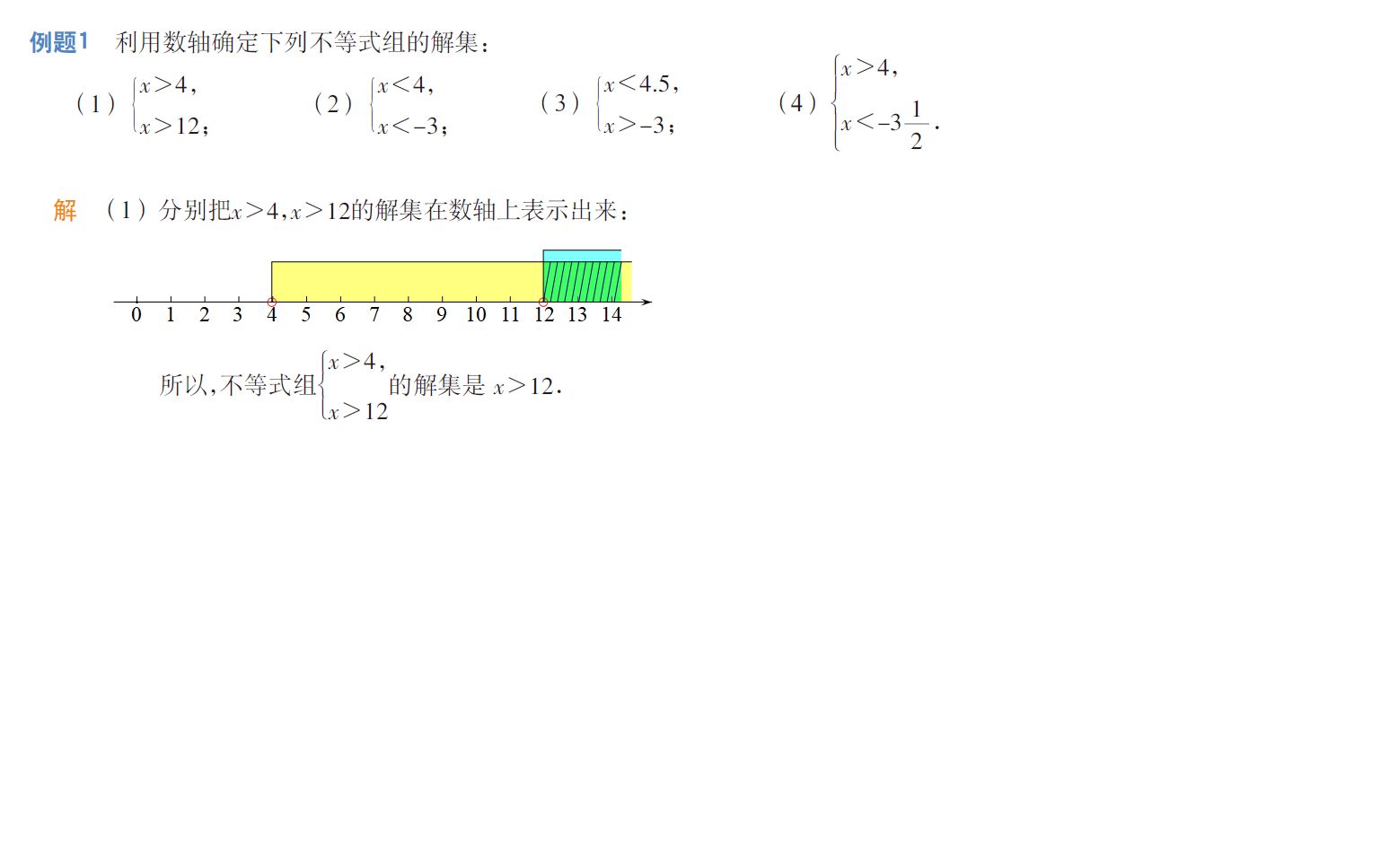利用数轴确定一元一次不等式组的解集【西门堆雪工作室】