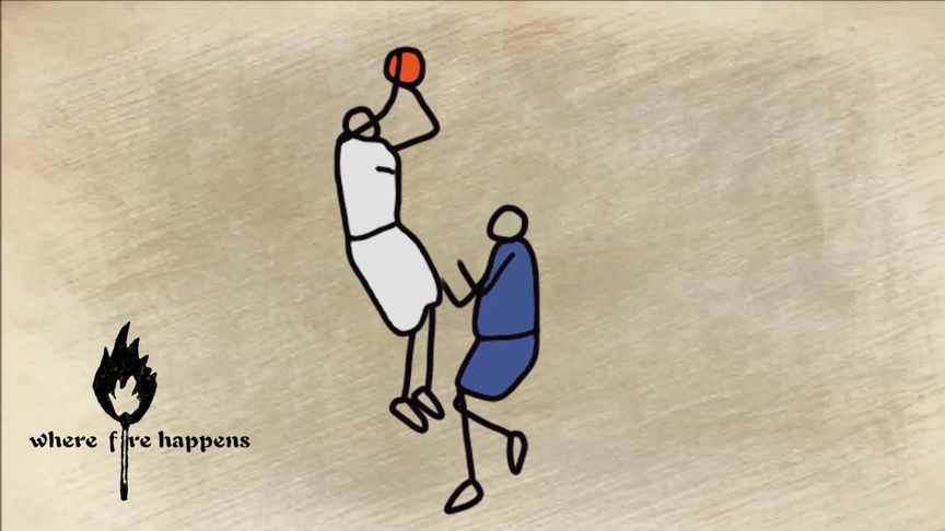 火柴人篮球动画——这球什么难度?他躺在空中投篮!