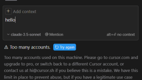 Cursor in the ban Cursor封机器码了 无限试用?