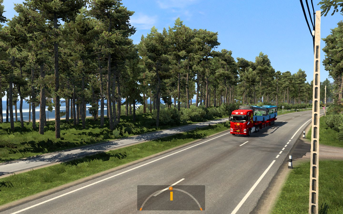 欧洲卡车模拟2:-波罗的海彼岸5:一边驾驶解放JH6一边欣赏沿途的海岸...