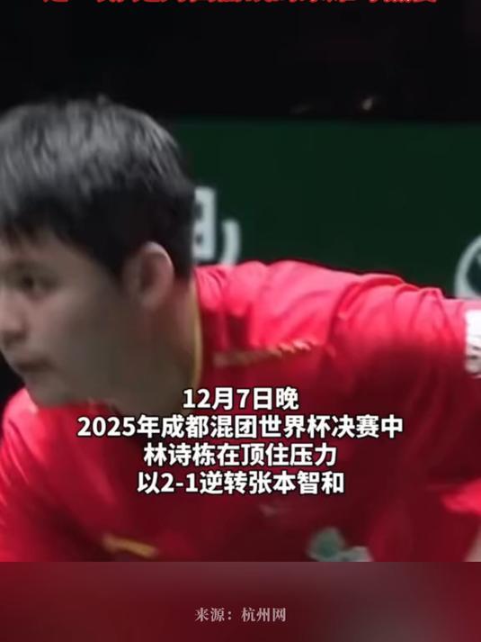 林诗栋战胜张本智和助国乒夺冠,获胜后王楚钦送上摸头杀