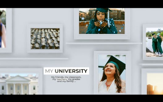 AE模板-大学介绍视频大学生毕业合照视频展示模板相框效果的视频...