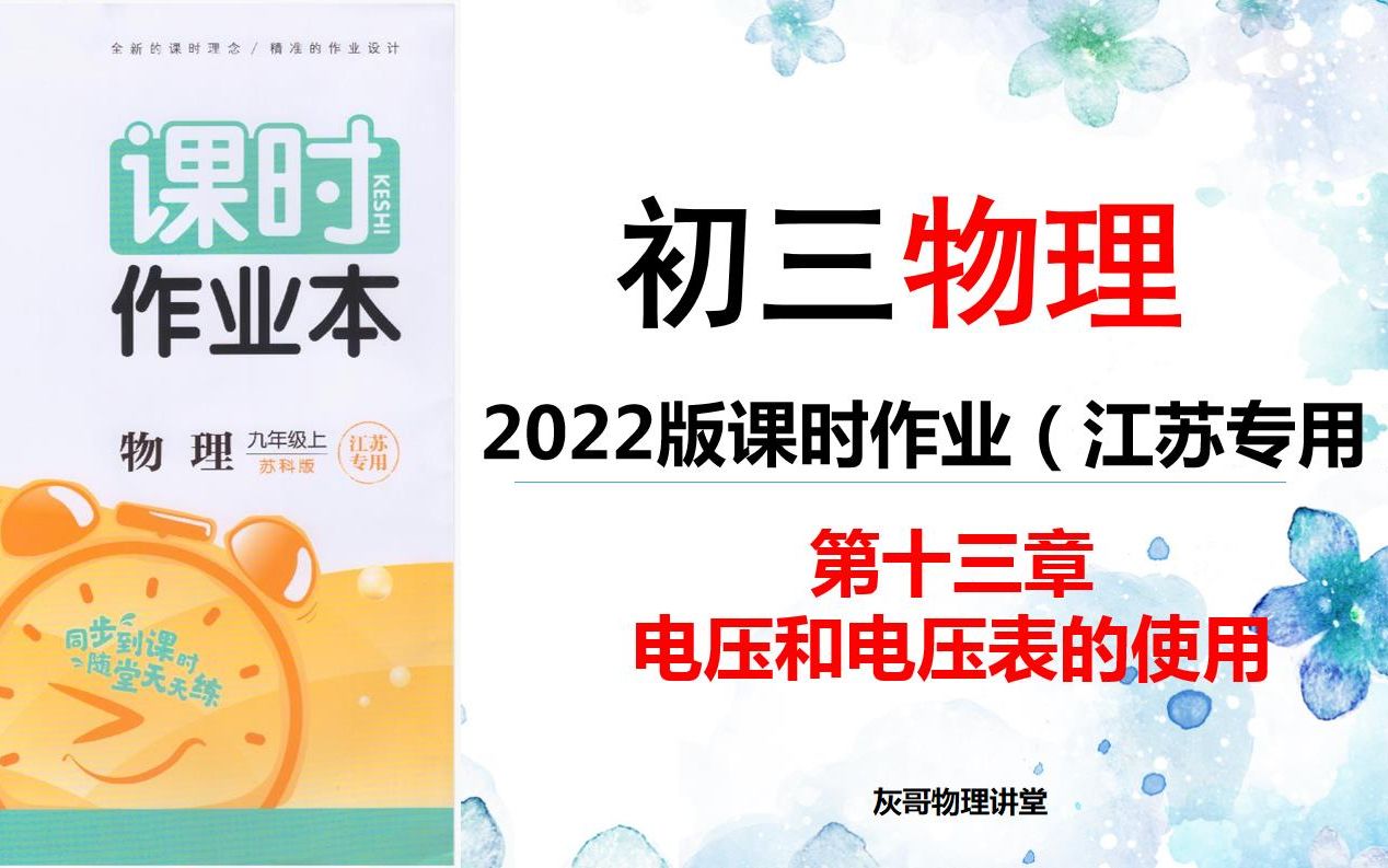 2022版初三物理课时作业本-习题讲解-电压和电压表的使用
