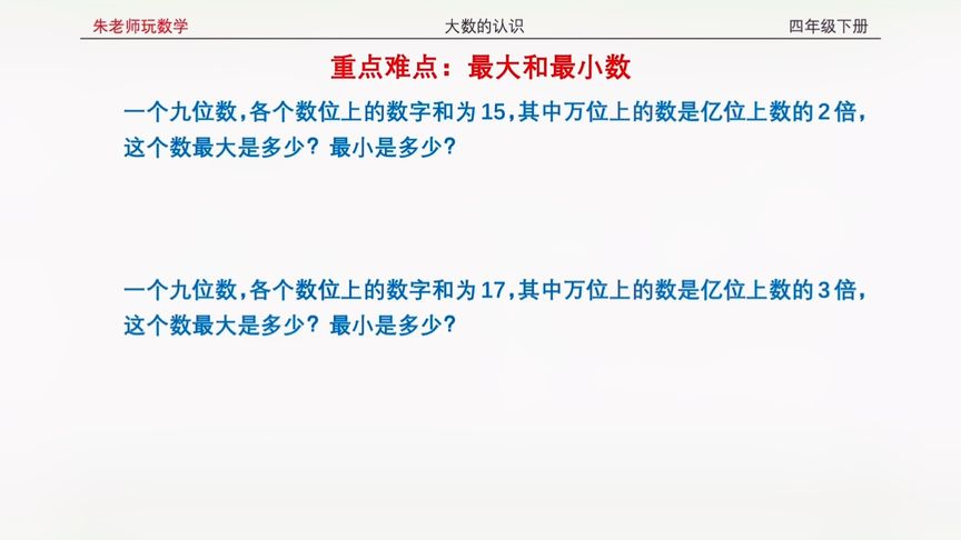 重难点必考题 大数的认识 数位上的数和 这个数最大最小是多少?