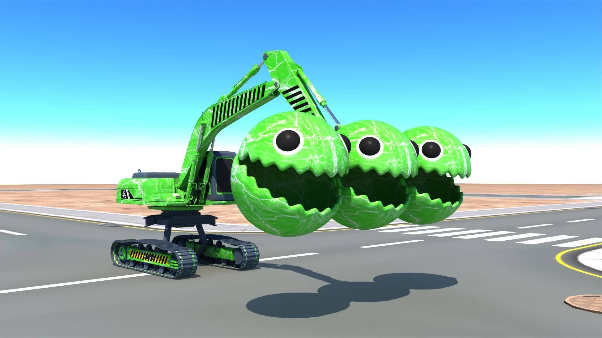 宝宝学知识、少儿挖掘机动画片工程车汽车玩具车幼儿启蒙益智动画