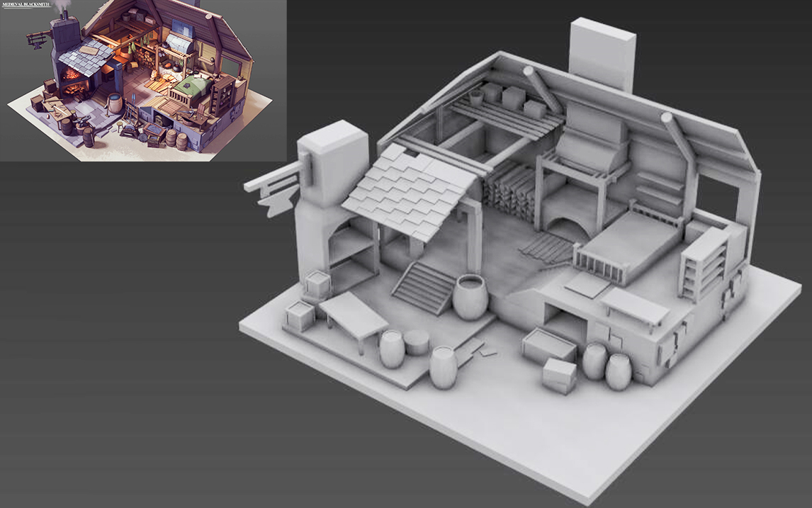 【3DMAX场景建模】小场景模型构建建模思路讲解——小木屋模型制作