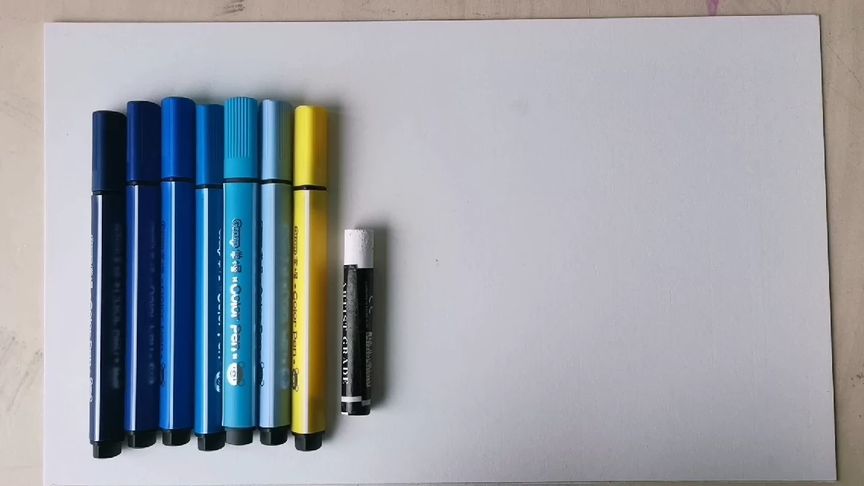 水彩笔风景画傍晚湖边,简单易学,一起来试试吧