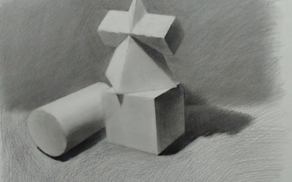 【素描教学】零基础素描教学,石膏几何体的讲解