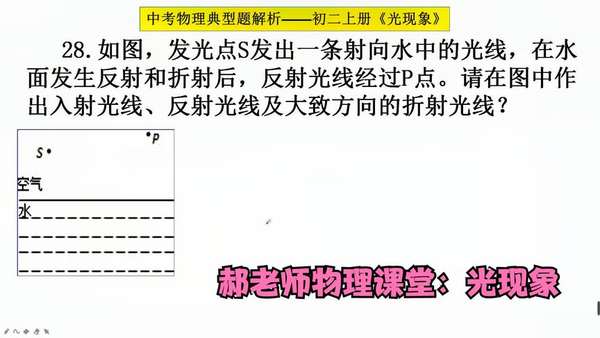 八年级物理:根据发光点在水中反射和折射,如何画入射和反射光线