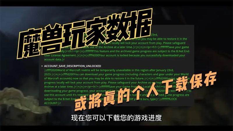 魔兽玩家个人数据或将真的开放下载保存