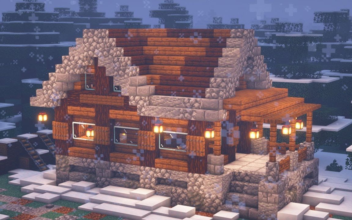 我的世界建筑:建造一座冬季小屋 (搬运)_单机游戏热门视频