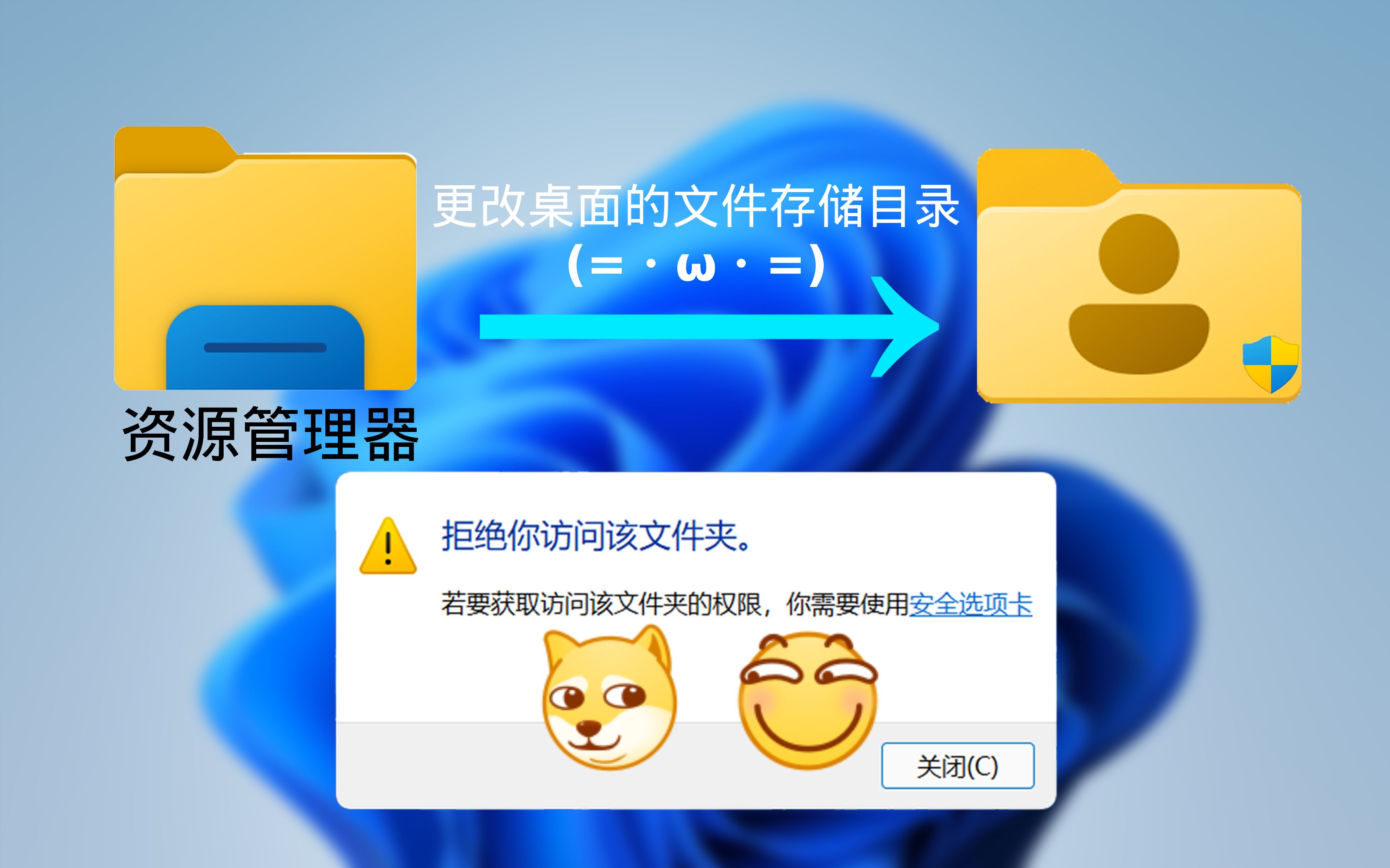把桌面的位置更改为一个无法访问的文件夹会怎样?