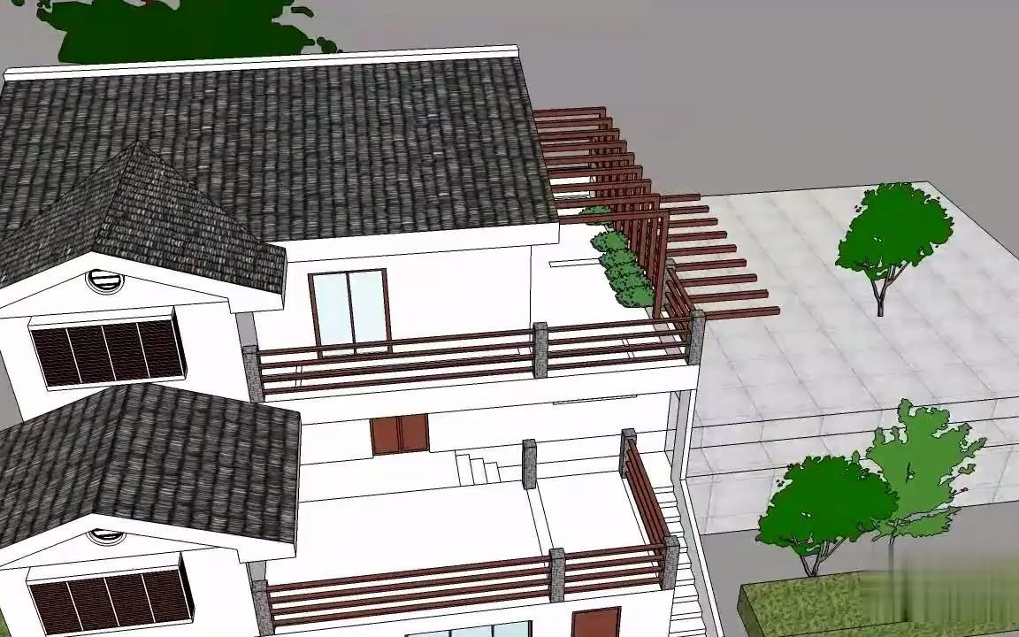 新农村自建房改造户型,美观大方,经济实用,带车库大露台