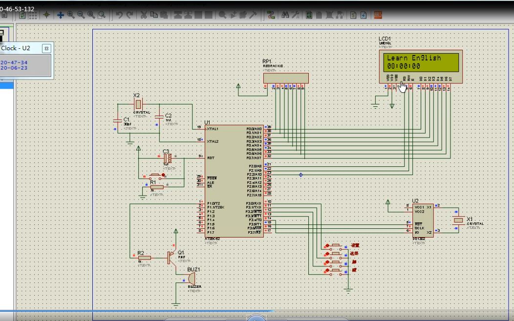 51单片机作息时间表-DS1302时钟-按键设置-液晶显示-proteus仿真
