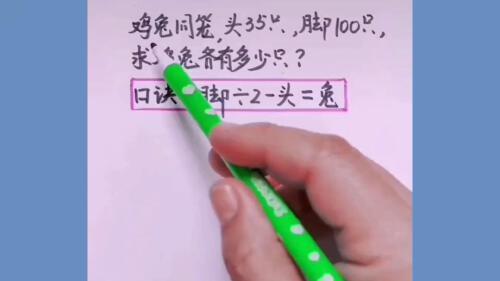 鸡兔同笼速解法,口诀一招!家长必看!