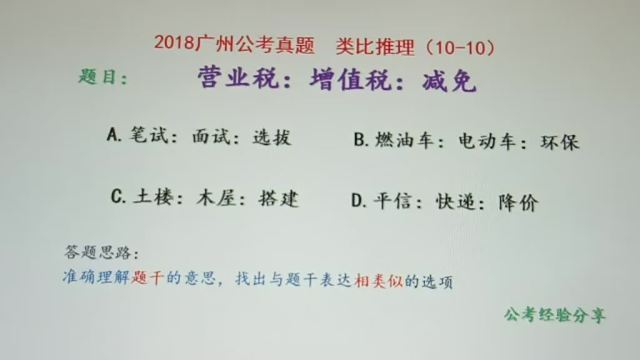 2018广州公考真题,类比推理,营业税、增值税和