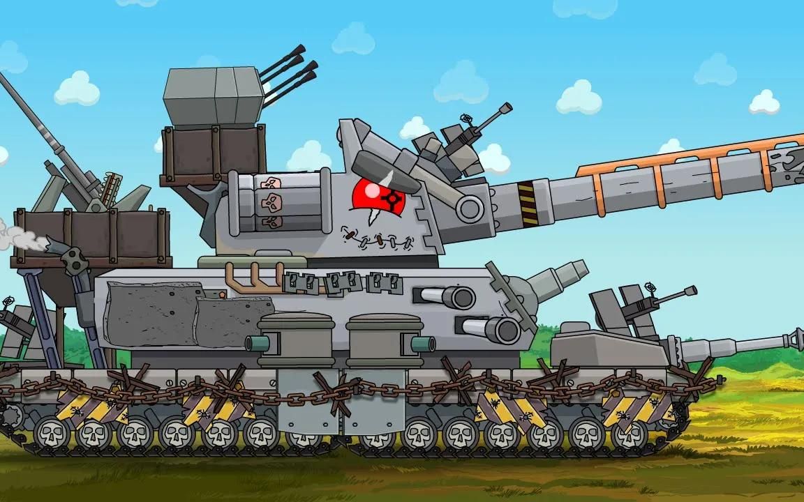 坦克动画,改装陆地巡洋舰P2000,安装防空炮和防空机枪巢