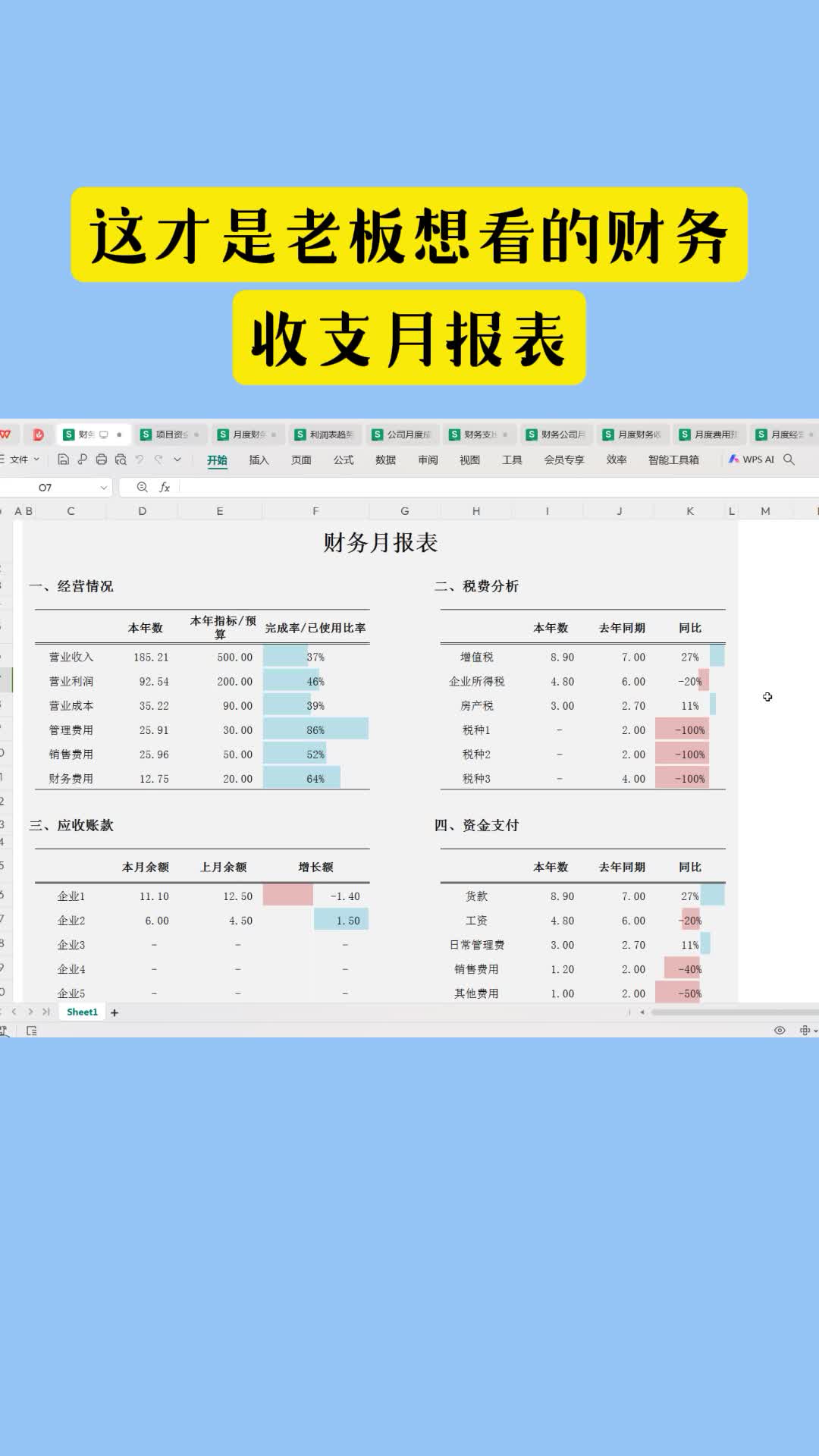 财务收支月报表