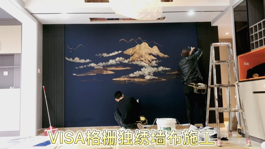 木饰格栅搭配独绣墙布安装视频