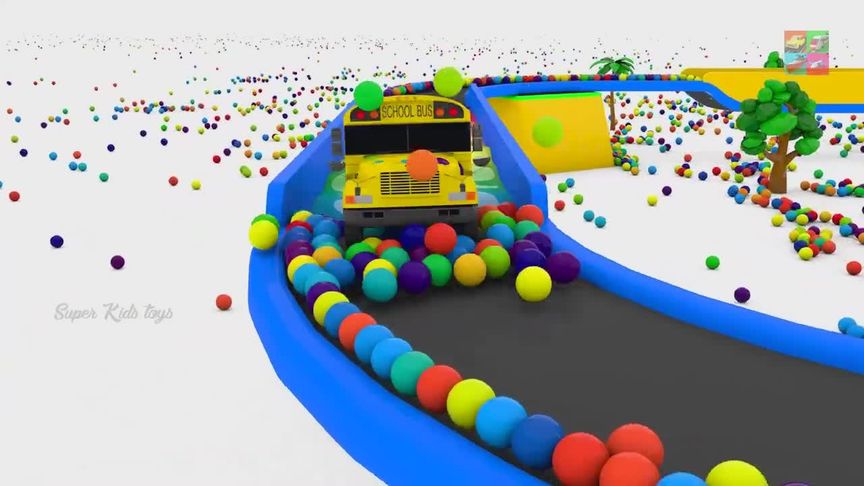 学习形状和颜色-儿童卡通车形状车轮3D动画