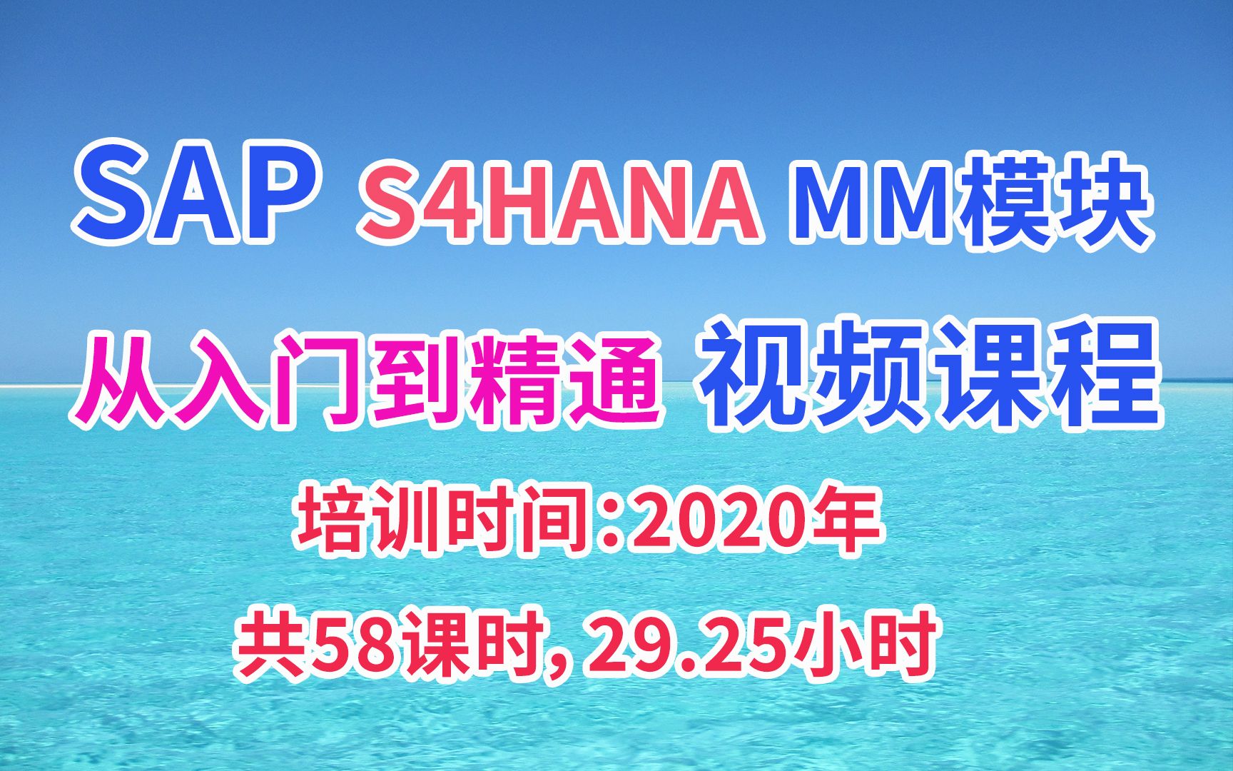 最新版 SAP S4HANA MM模块从入门到精通视频课程 SAP顾问课程
