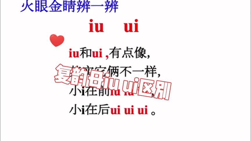复韵母iu ui区别