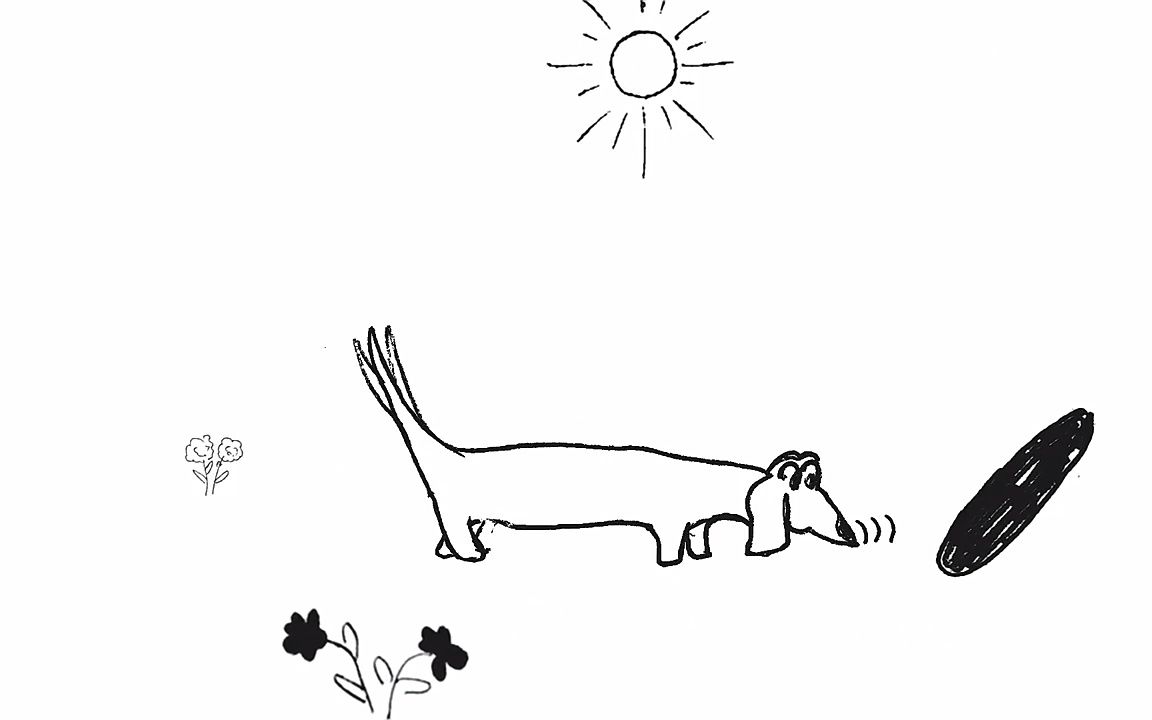 PR模板-创意手绘线条狗跑着把LOGO拉扯出来展示片头