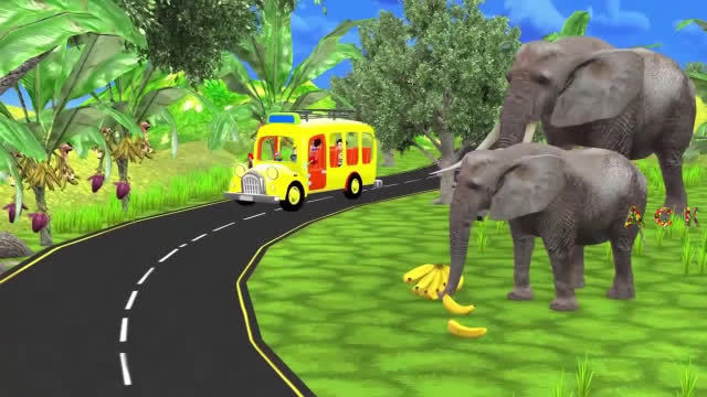 幼儿早教动画,宝宝做巴士车去认识大象猩猩.