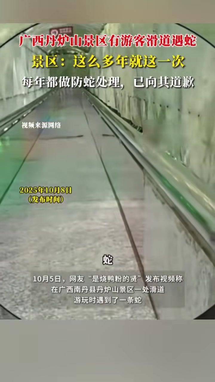 游客在景区玩滑道时遇1米长蛇