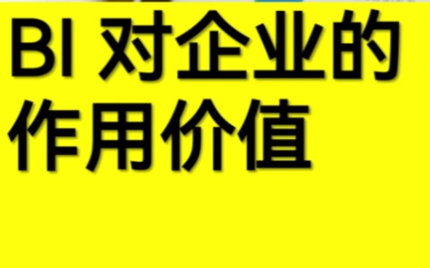 BI 对企业的作用价值