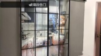 玻璃穀仓门吊轮化妆室透明隔断门厨房浴室定製拉门黑框细边移门
