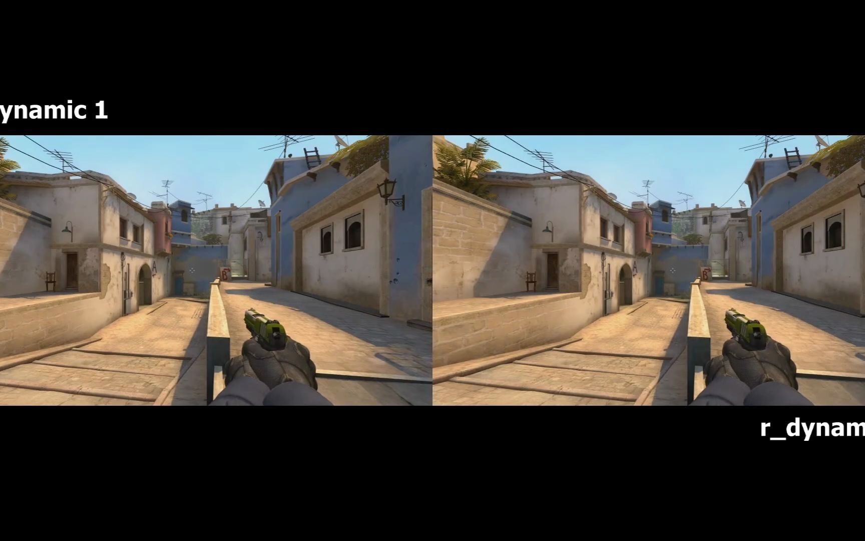 CSGO光影参数r_dynamic 0和1的区别对比