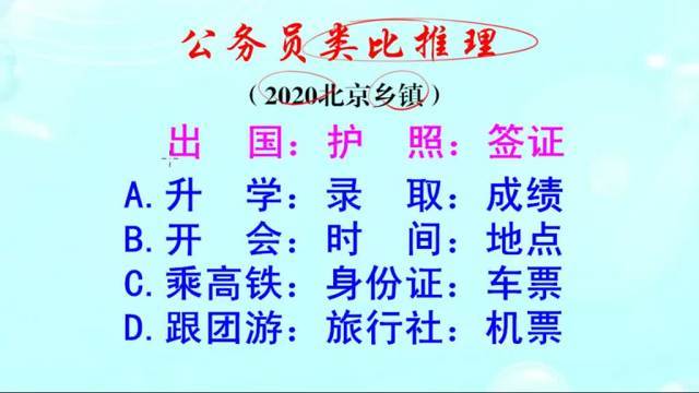 公务员类比推理,出国需要办理护照和签证,乘坐高铁需要什么呢