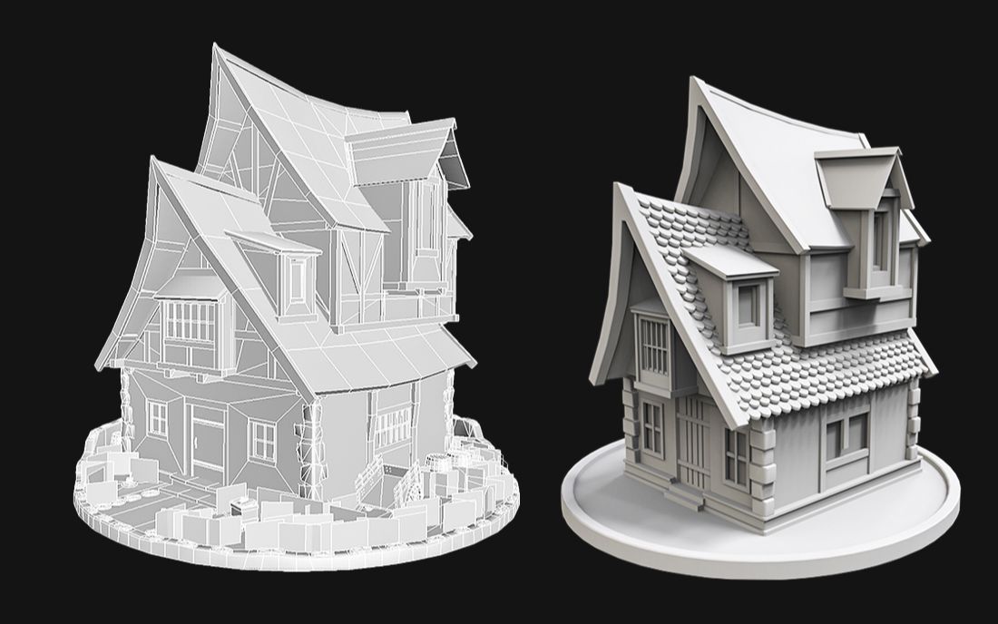 ...建模:简单入门房屋场景建模,风格化农舍模型制作,3d场景建模教学