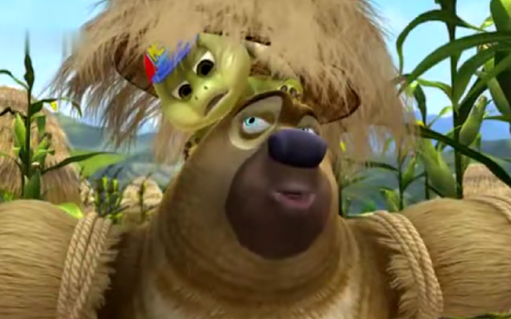 熊二和拖拖阻止光头强偷玉米【熊出没之环球大冒险】