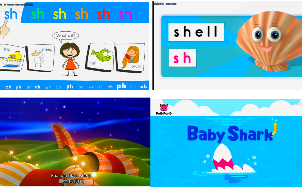 sh ch【自然拼读-第三阶段】phonics stage 3-1 动画教程及儿歌(合集)