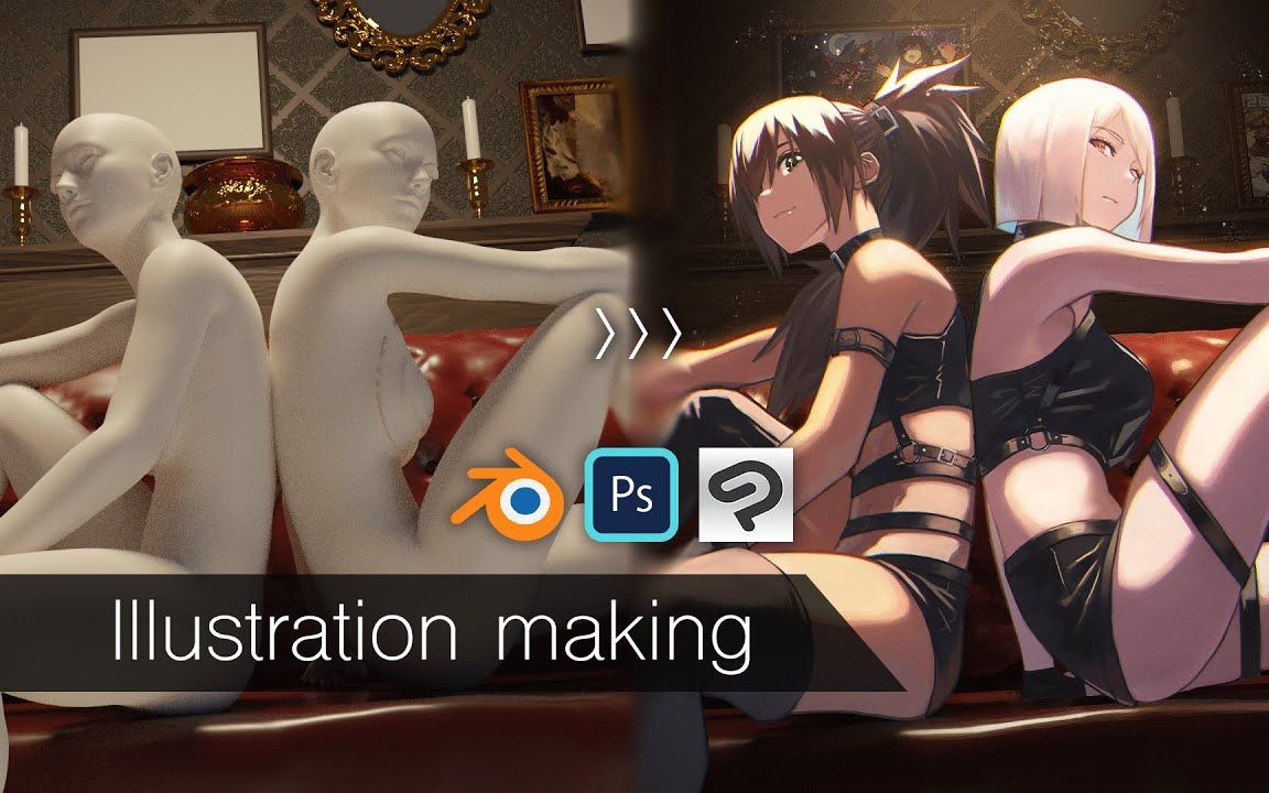 【Blender+Ps+Csp】型不准,没动态?5分钟教会你如何用三维模型制作...