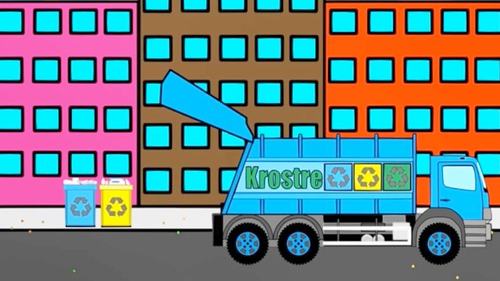 儿童卡通垃圾车组装 垃圾车回收垃圾道路清洁 亲子游戏