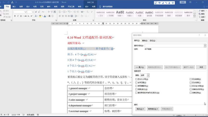 Word文档通配符-量词匹配