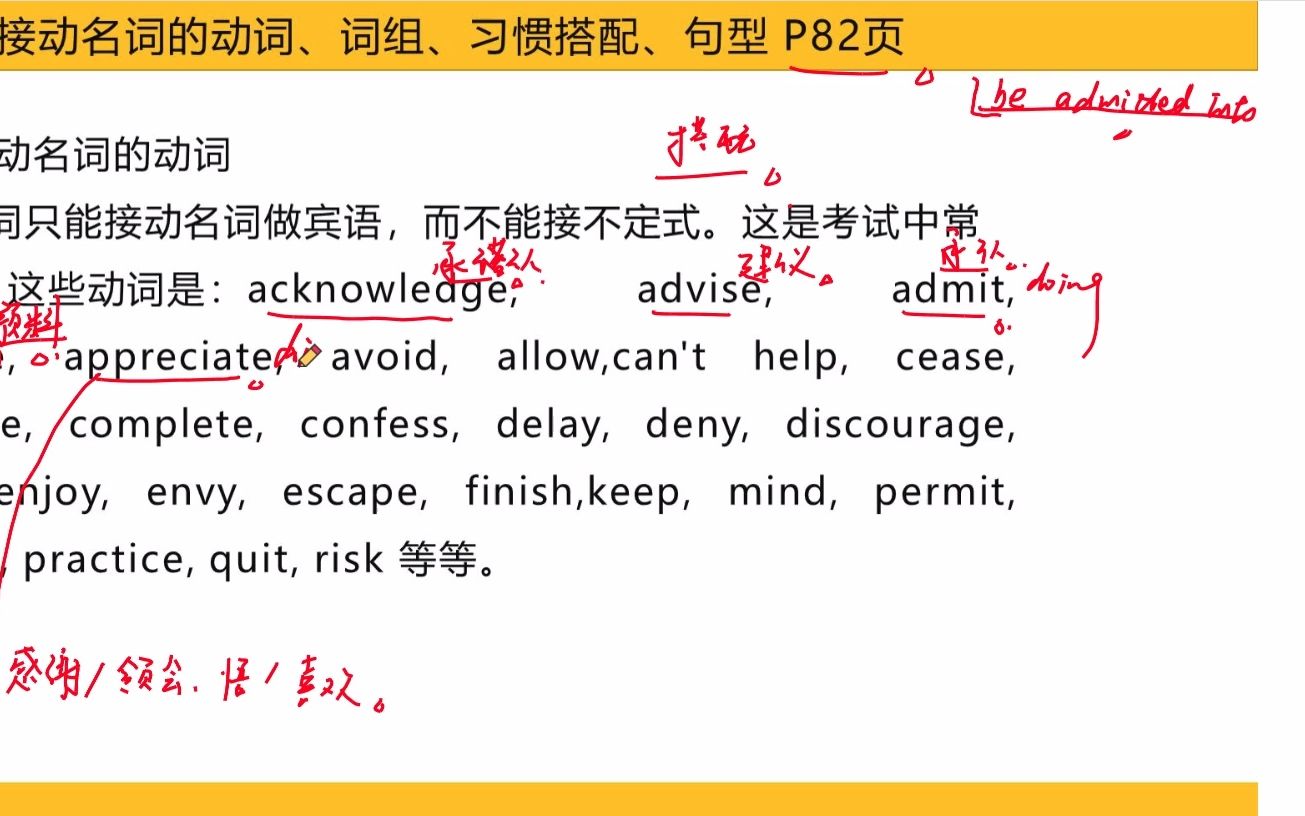 专升本英语——后接动名词的动词