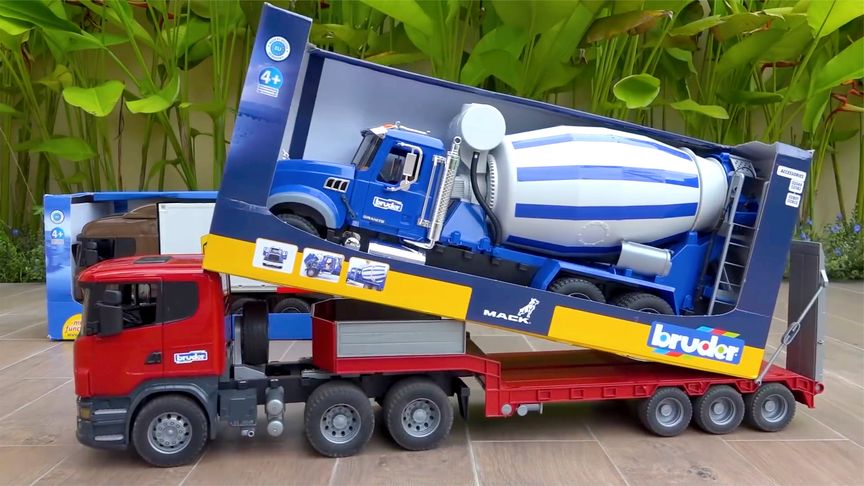 水泥搅拌车开箱视频 儿童启蒙益智早教 工程车动画片大全