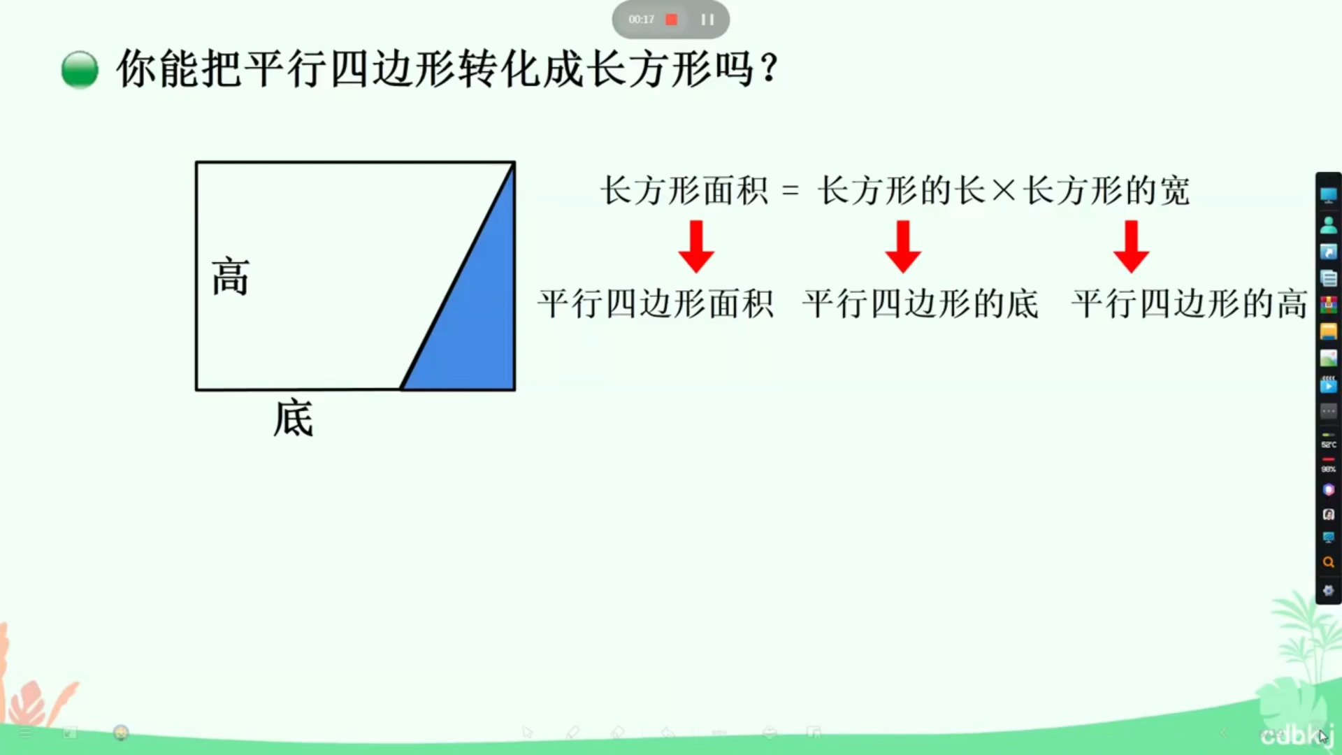 平行四边形面积推导过程